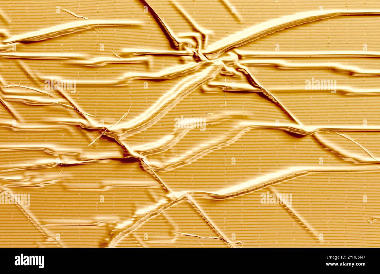 Blank gold adhesive crumpled tape mockup texture, 3d rendering. Empty ...