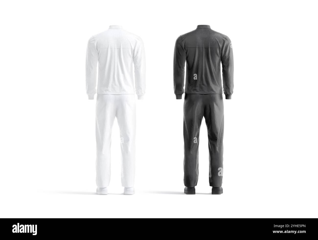 Blank black and white sport team unifrom mockup, back view, 3d ...