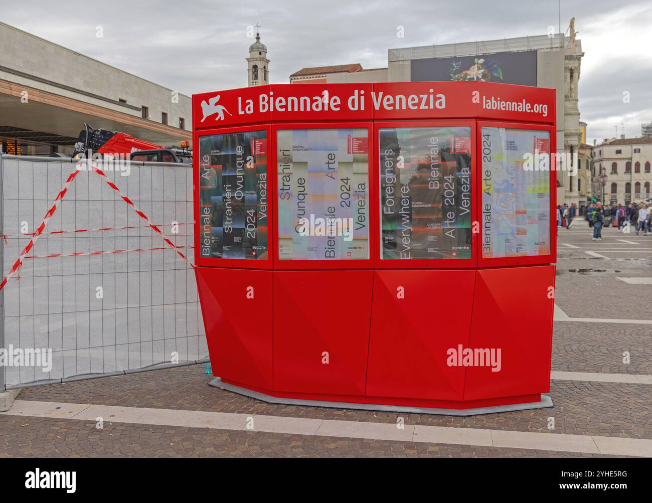 Venice, Italy - October 09, 2024: Red Information Board Art Festival La ...