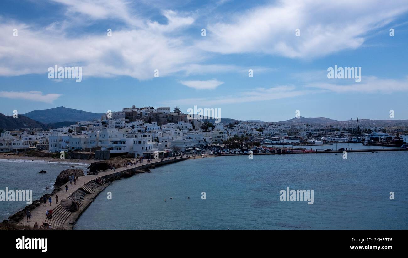 Naxos Chora (main town) viewed from the Temple of Apollo Stock Photo ...