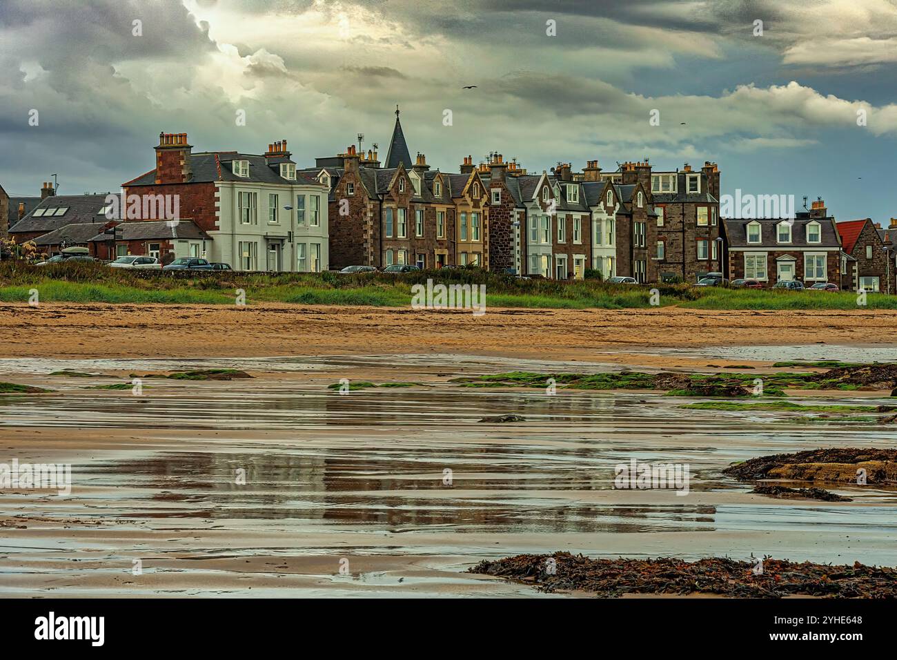 Low tide in the North Sea at the south-east Scottish seaside resort of ...