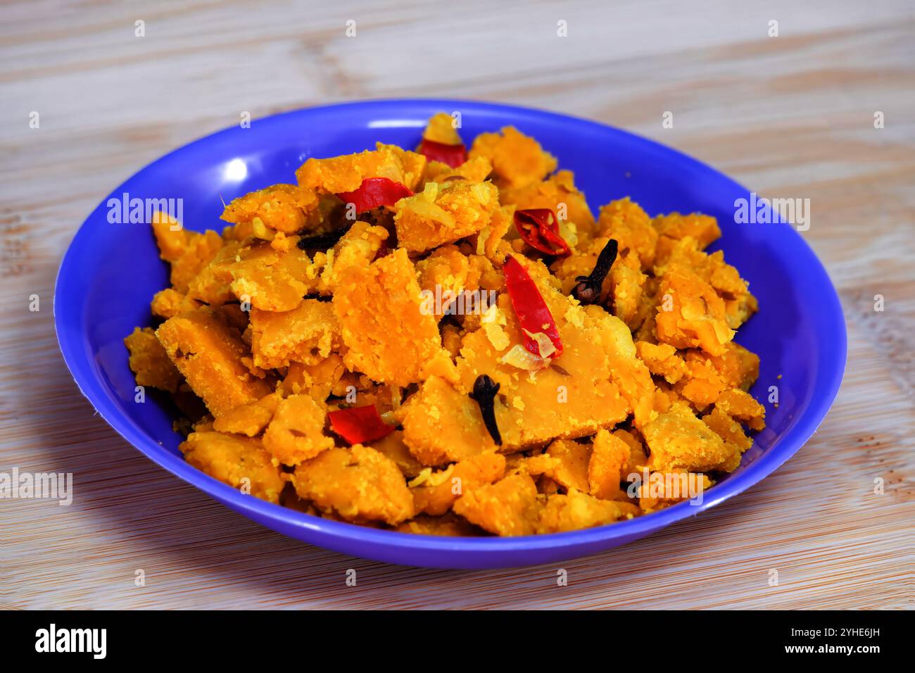 The side view of Gujarati Kathiyawadi Spicy Dhokali Pieces Sabji ...