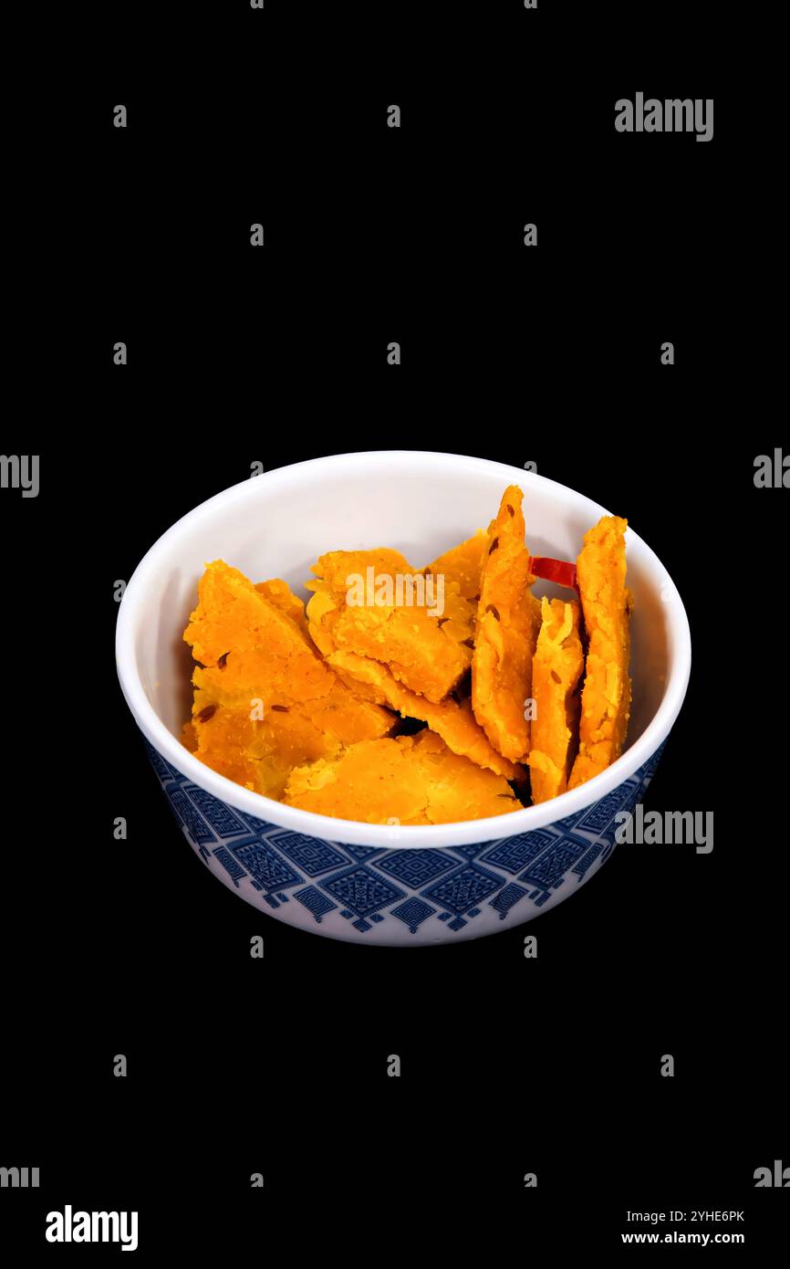 Top view of Gujarati Kathiyawadi Spicy Dhokali Sabji in a bowl ...