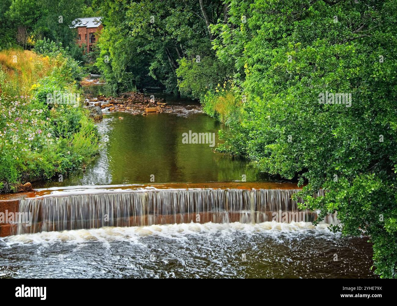 UK, South Yorkshire, Sheffield, River Loxley Weir at Malin Bridge Stock ...
