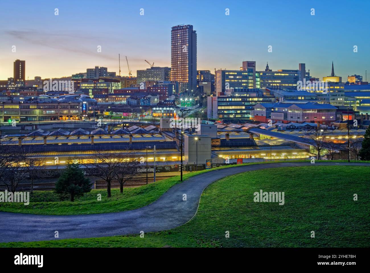UK, South Yorkshire, Sheffield Skyline and Ampitheatre from South ...