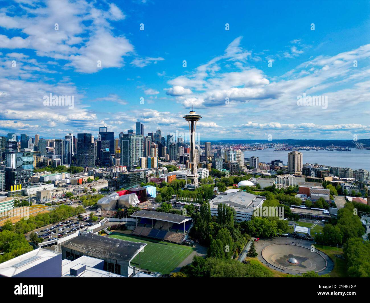 Seattle, Washington, USA- July 25, 2024: Aerial view of Seattle with ...