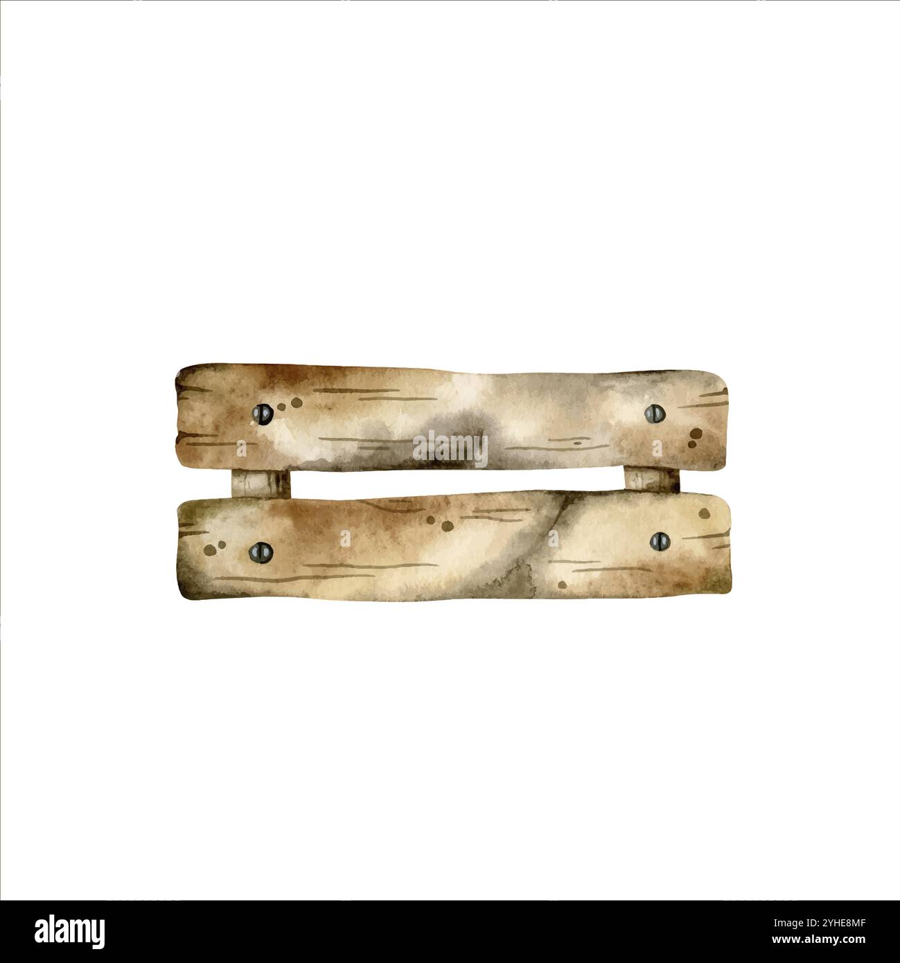 Hand-drawn, watercolor illustration with wooden, rustic box Stock ...