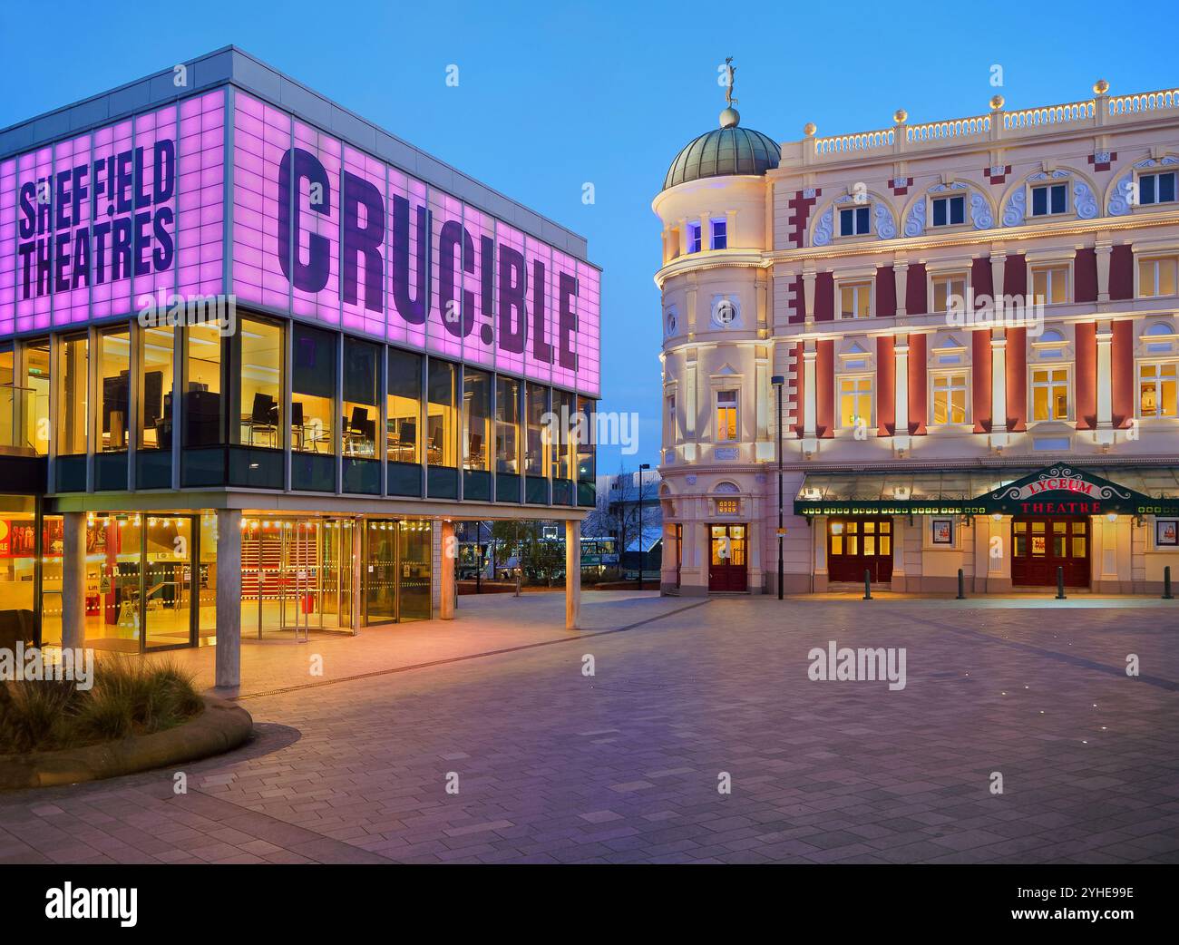 UK, South Yorkshire, Sheffield, Crucible and Lyceum Theatres from Tudor ...