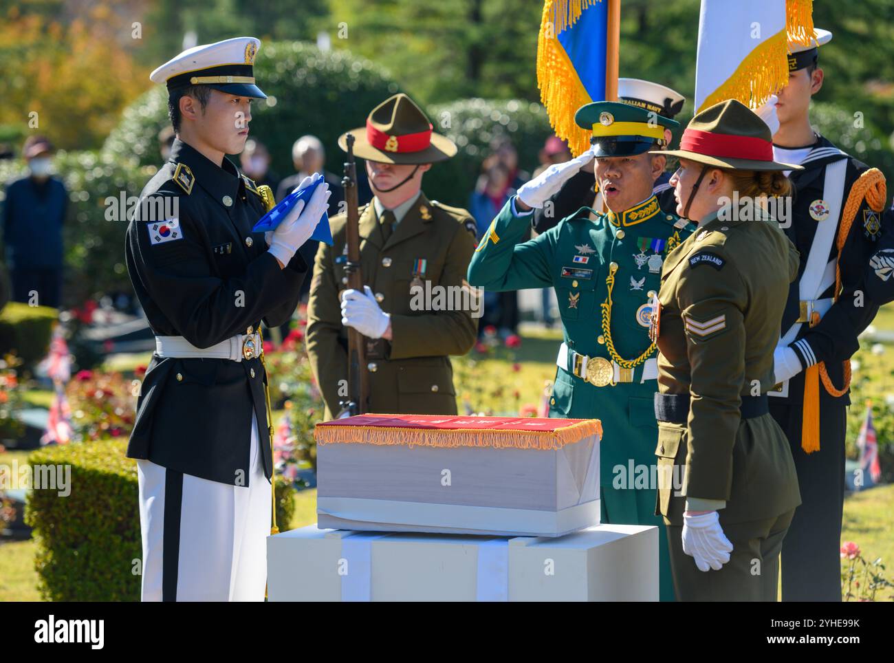 The burial ceremony for the remains of an unidentified United Nation ...
