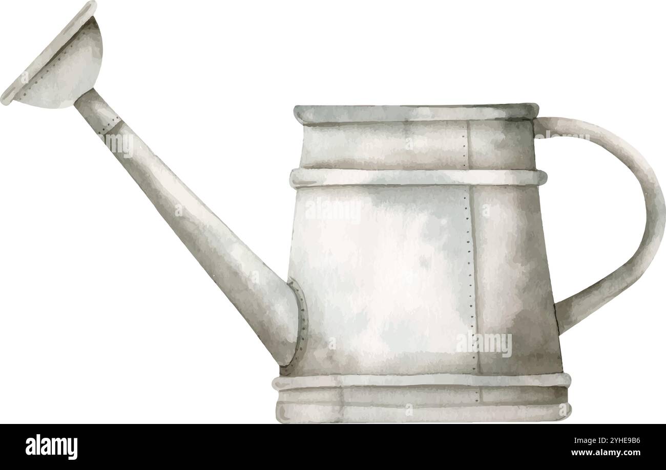 Hand-drawn, watercolor illustration with watering can Stock Vector ...
