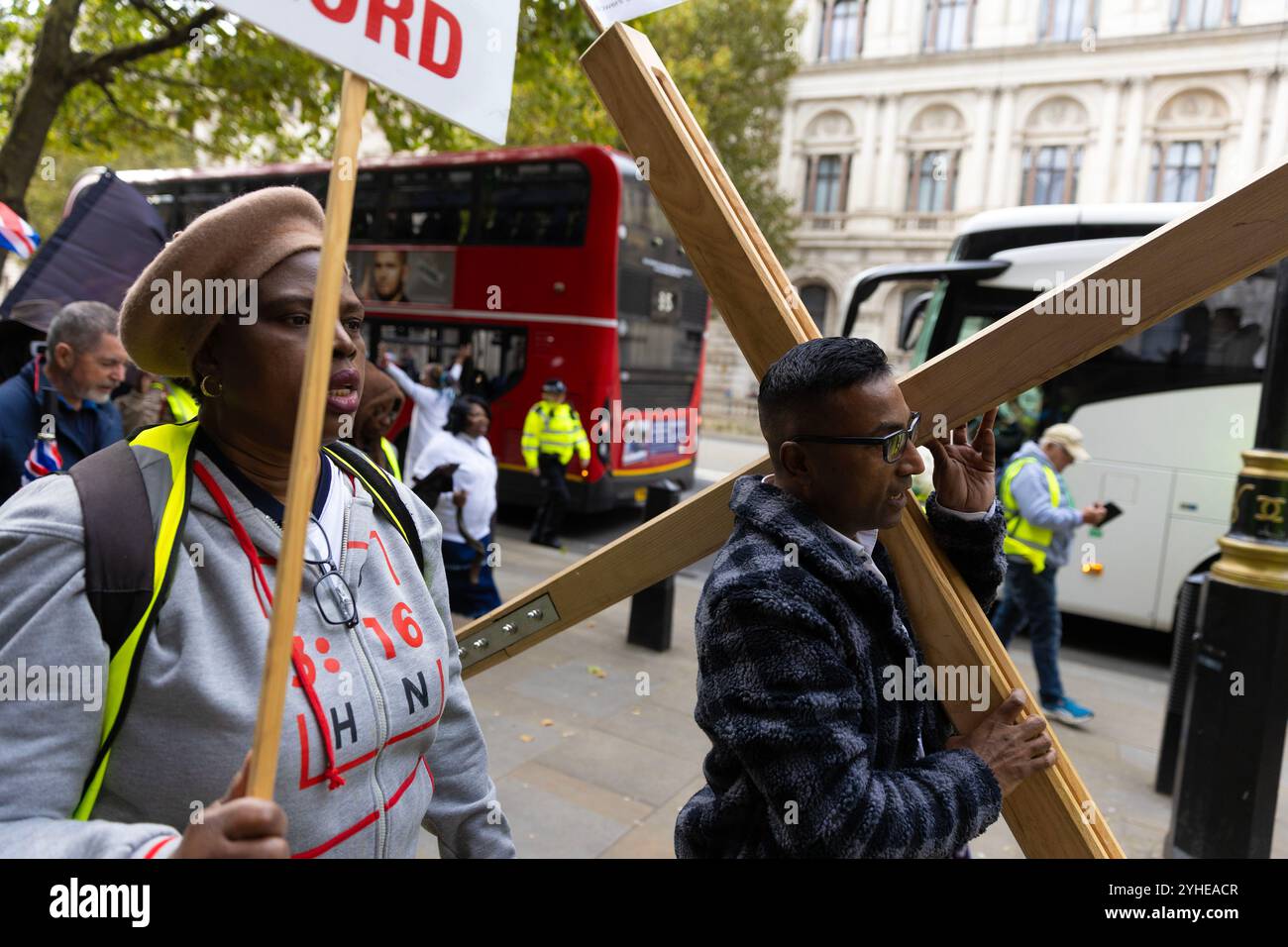 Participants gather and march during their March for Jesus in central ...