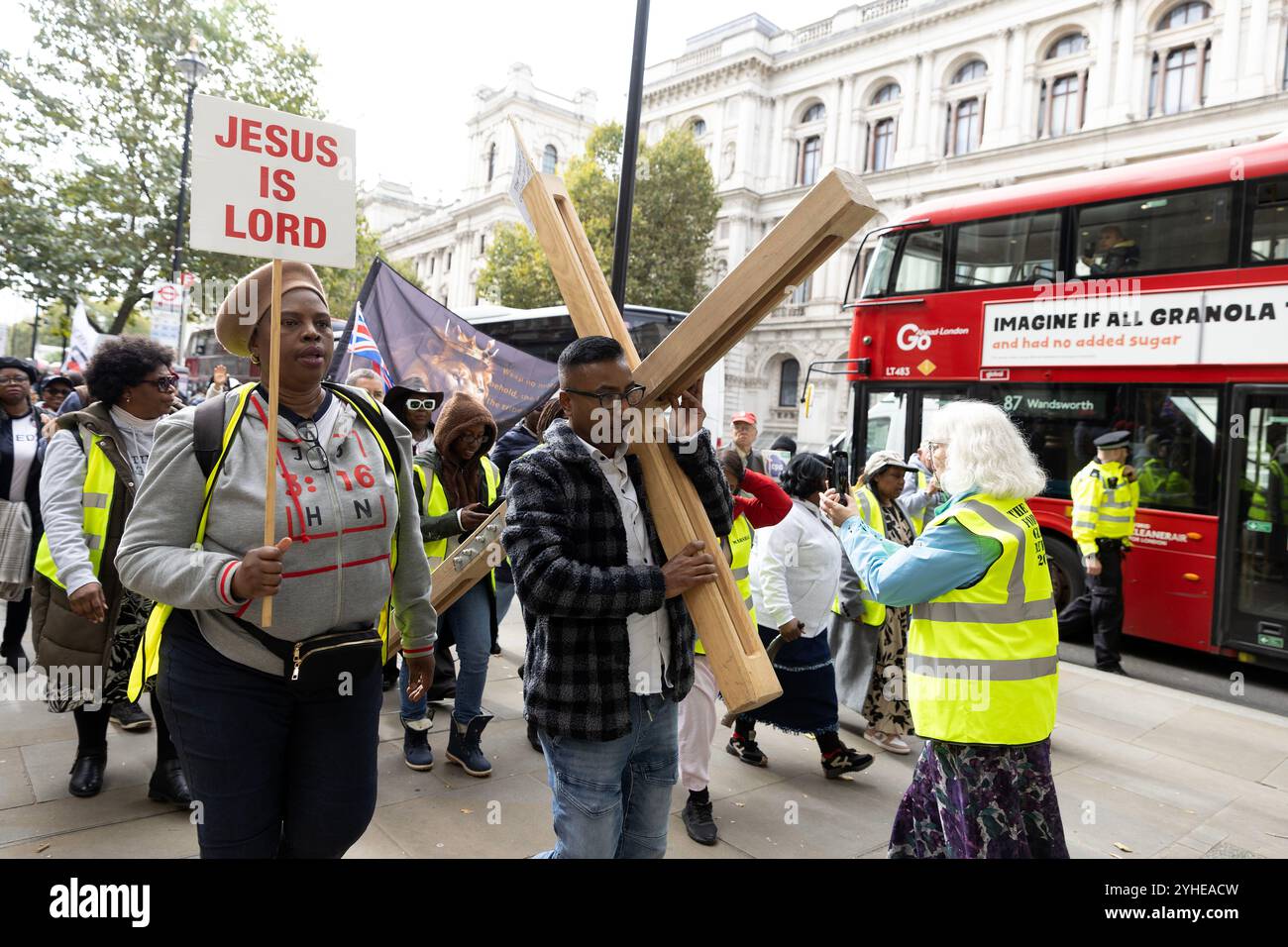 Participants gather and march during their March for Jesus in central ...