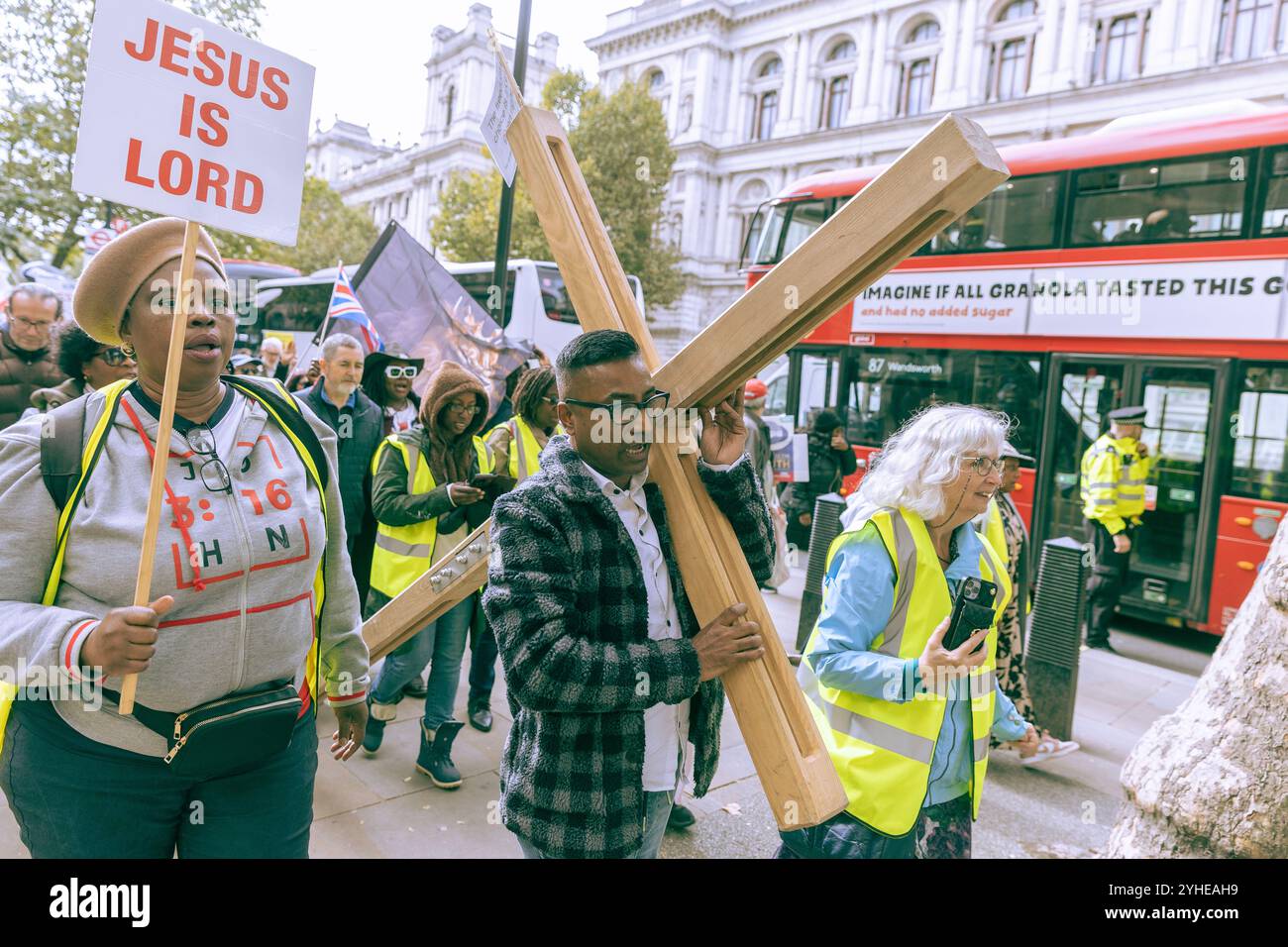 Participants gather and march during their March for Jesus in central ...