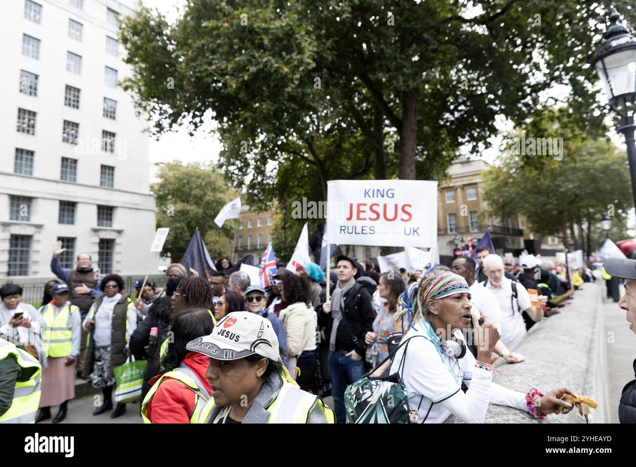 Participants gather and march during their March for Jesus in central ...