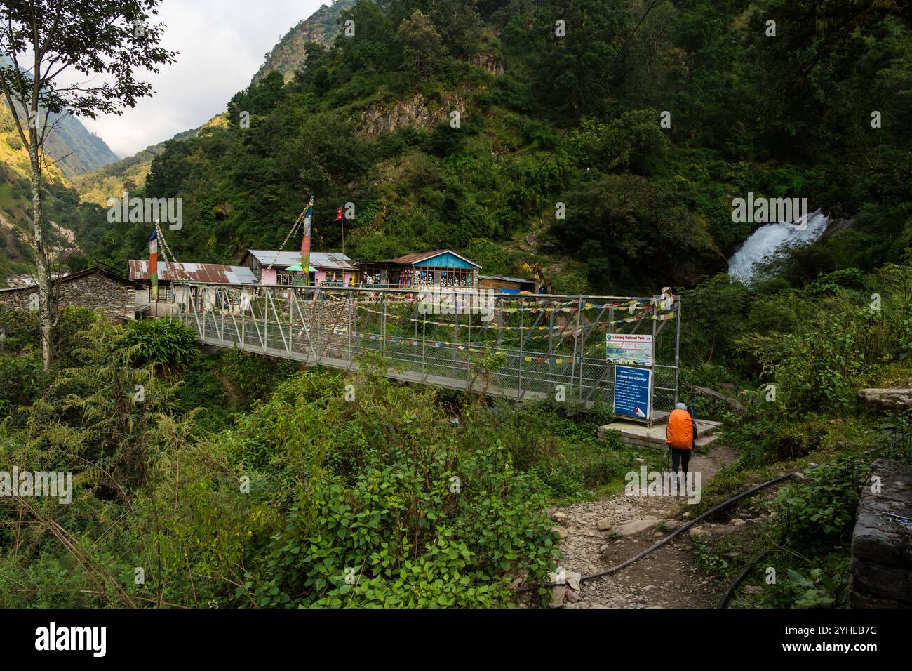 Syafrubesi, Rasuwa, Nepal - October 13 2024 : Syafrubesi to Bamboo Route in Langtang Valley Trek ...