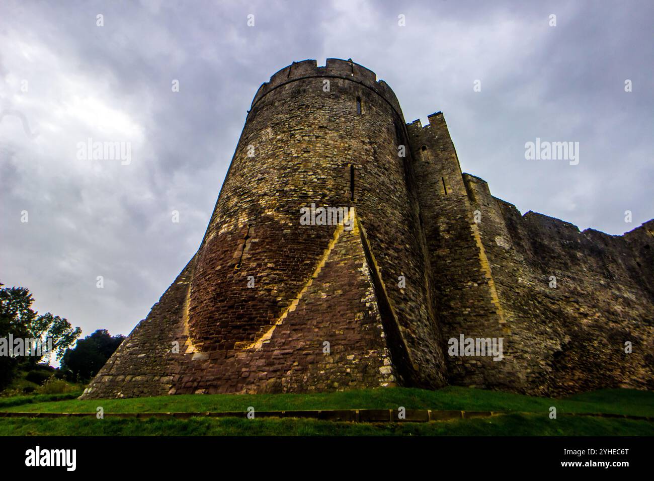 Looking up at one of the massive round towers in the outer castle wall ...