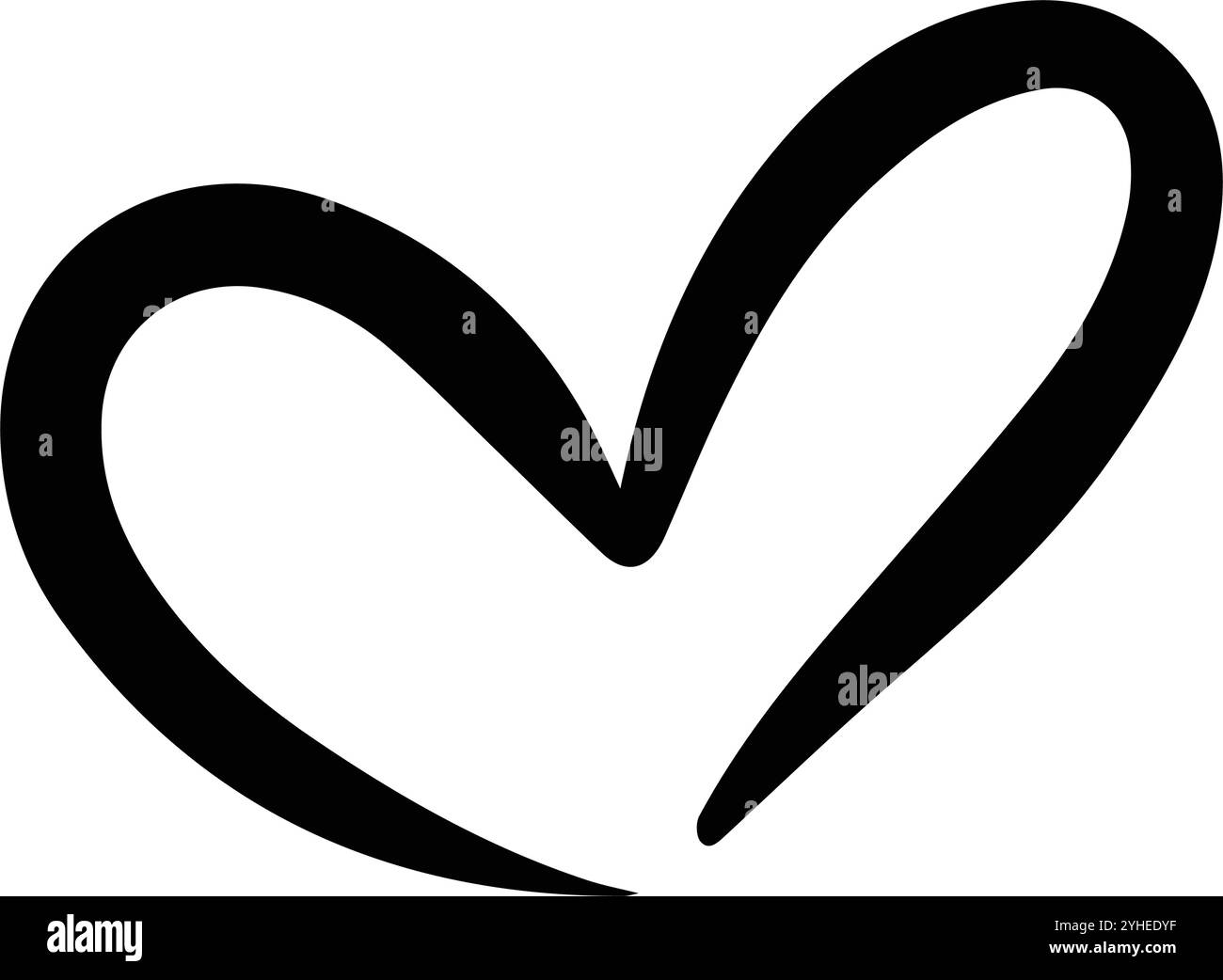 Heart symbol icon, hand drawn element of love and romantic doodle art ...