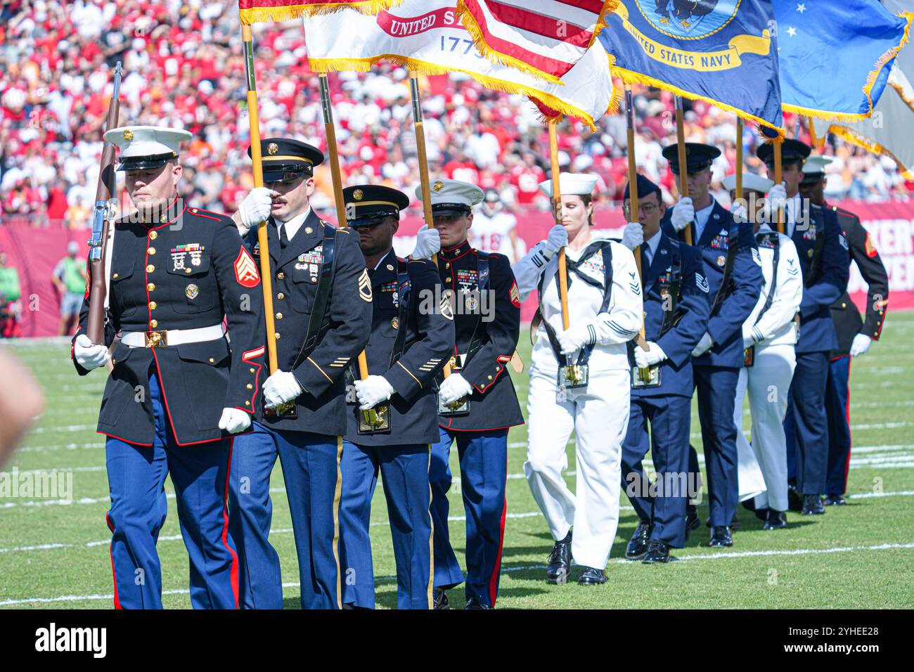 Tampa Bay, Florida, USA, November 10, 2024, Military Color guard during ...