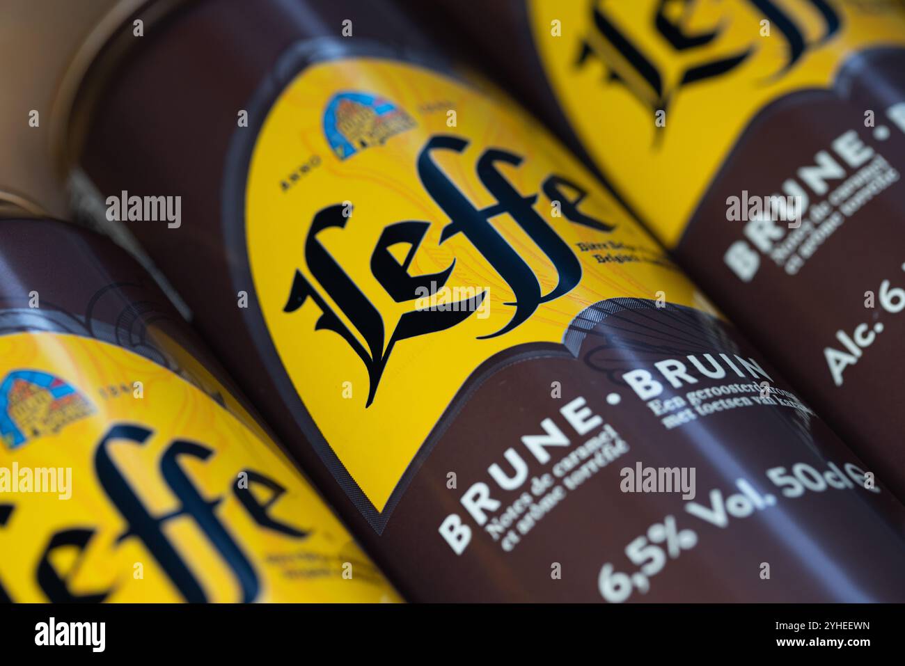 Lviv, Ukraine - November 2, 2024: Leffe brune beer can Stock Photo - Alamy
