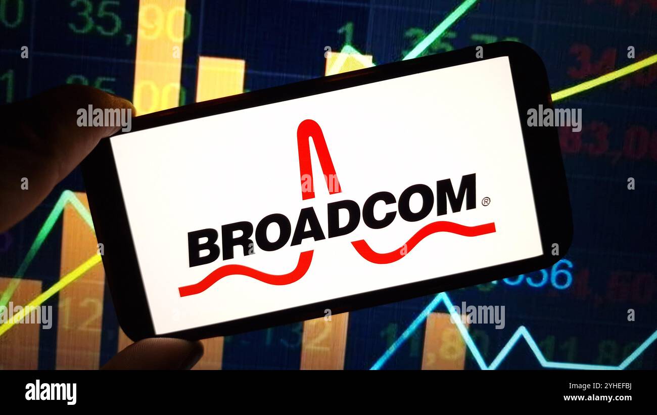 Konskie, Poland - November 10, 2024: Broadcom company logo displayed on mobile phone Stock Photo ...