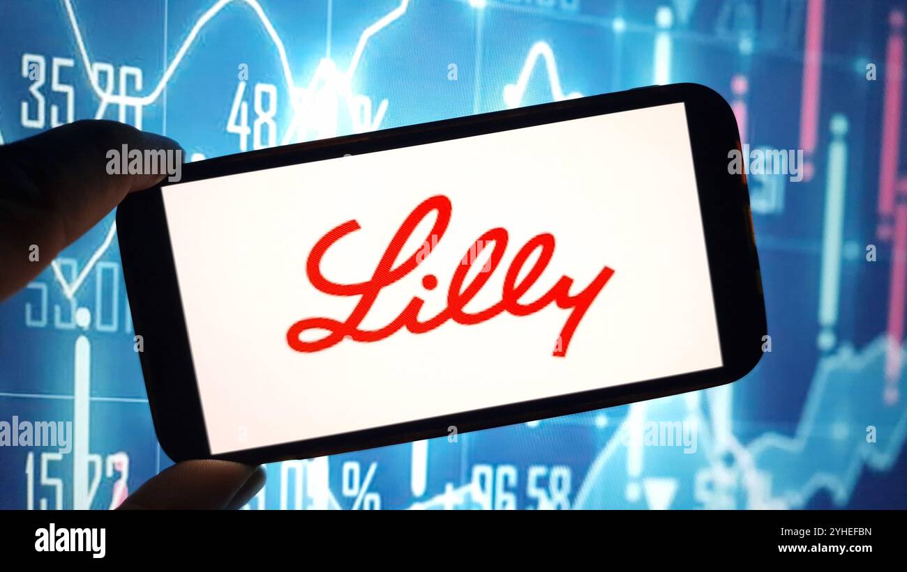 Konskie, Poland - November 10, 2024: Eli Lilly company logo displayed ...