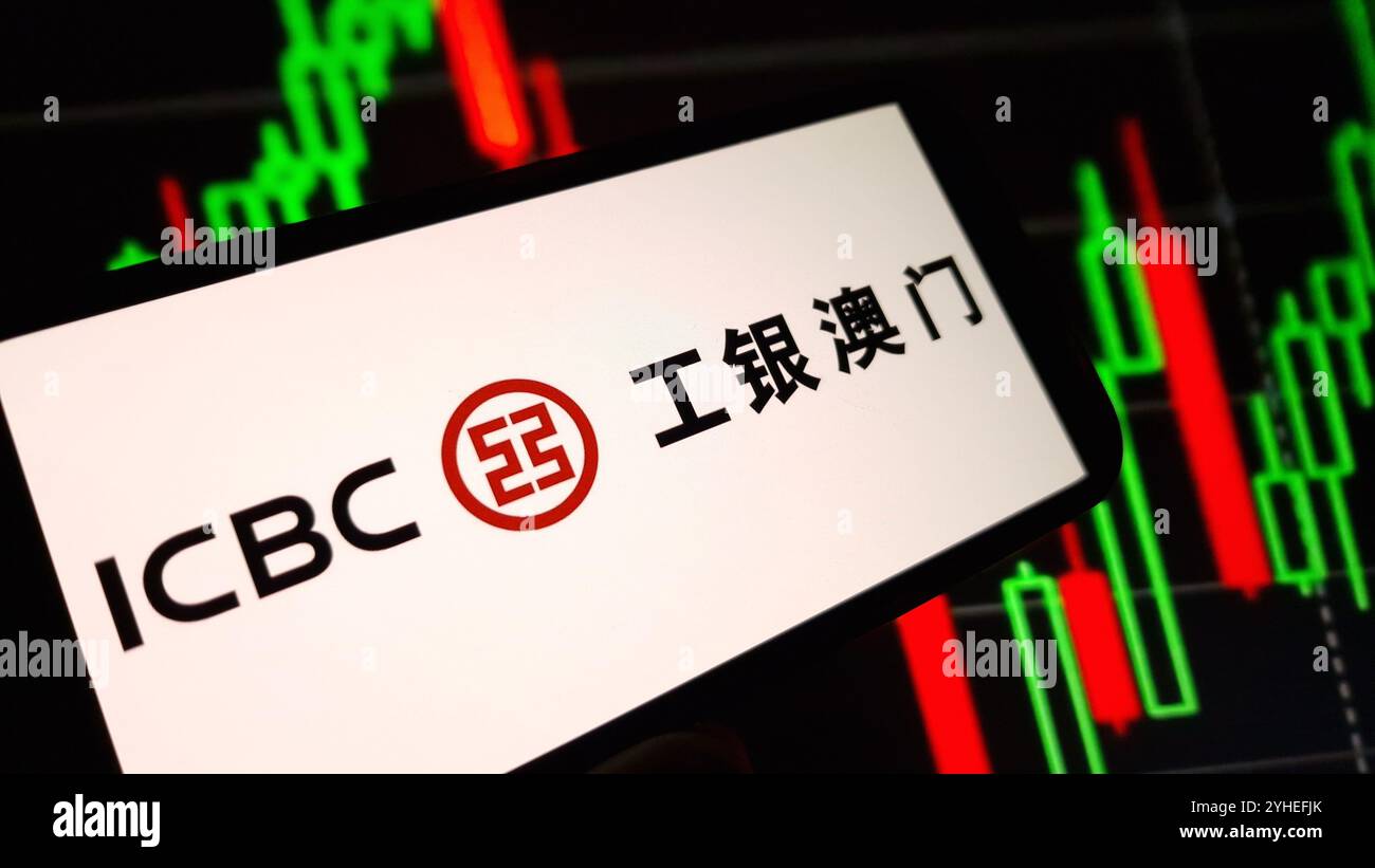 Konskie, Poland - November 10, 2024: ICBC company logo displayed on ...