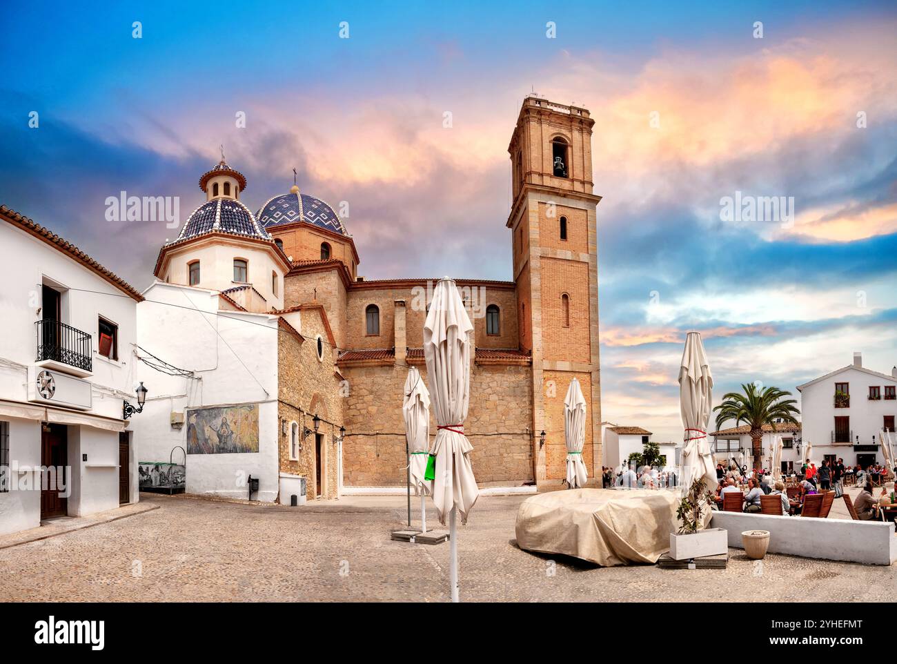 Altea church Nuestra Senora de Consuleo at sunset, one of the most ...