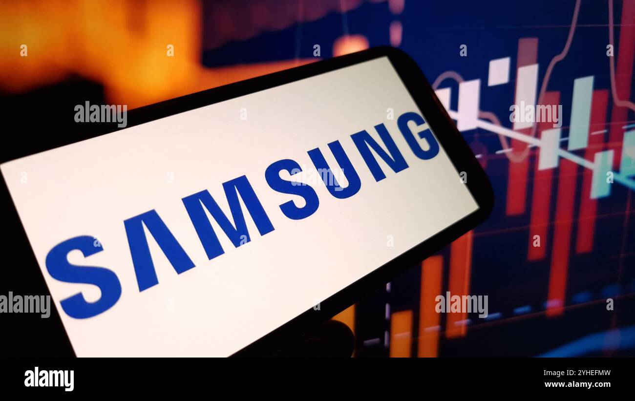 Konskie, Poland - November 10, 2024: Samsung company logo displayed on ...