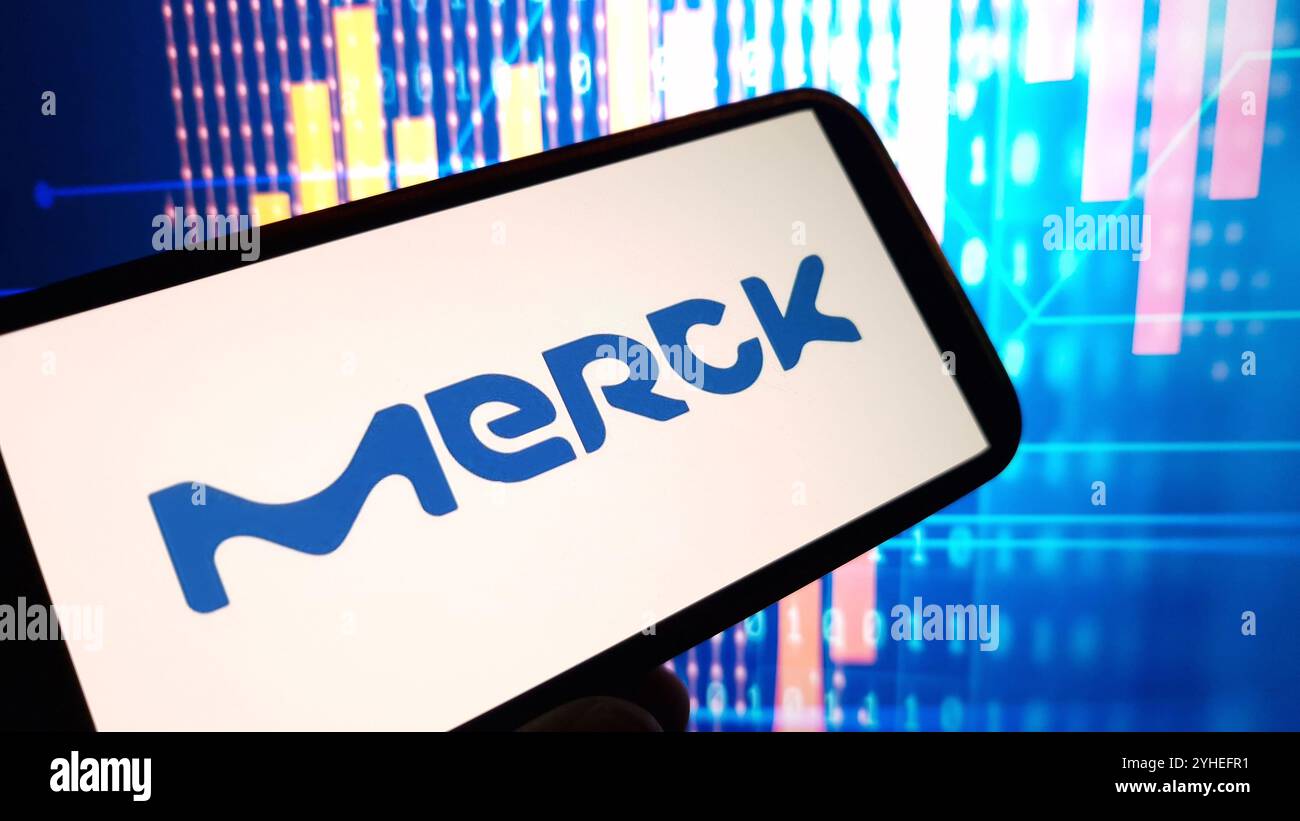 Konskie, Poland - November 10, 2024: Merck company logo displayed on ...