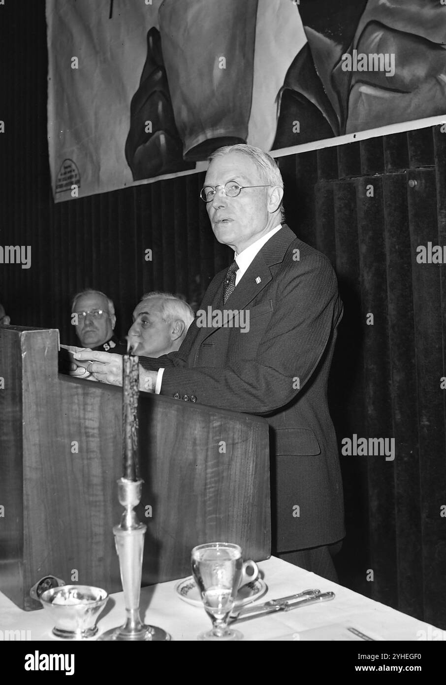 John D. Rockefeller Jr. speaks at USO dinner at the Stevens Hotel in ...
