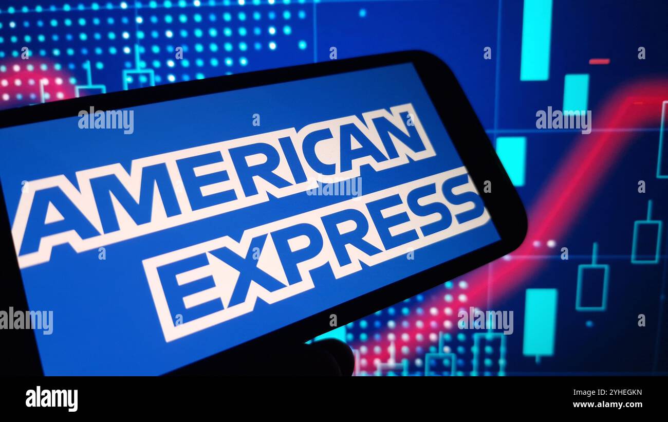 Konskie, Poland - November 10, 2024: American Express company logo ...
