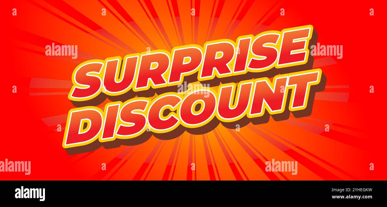 Surprise discount. Text effect design in 3D look for banner or website ...