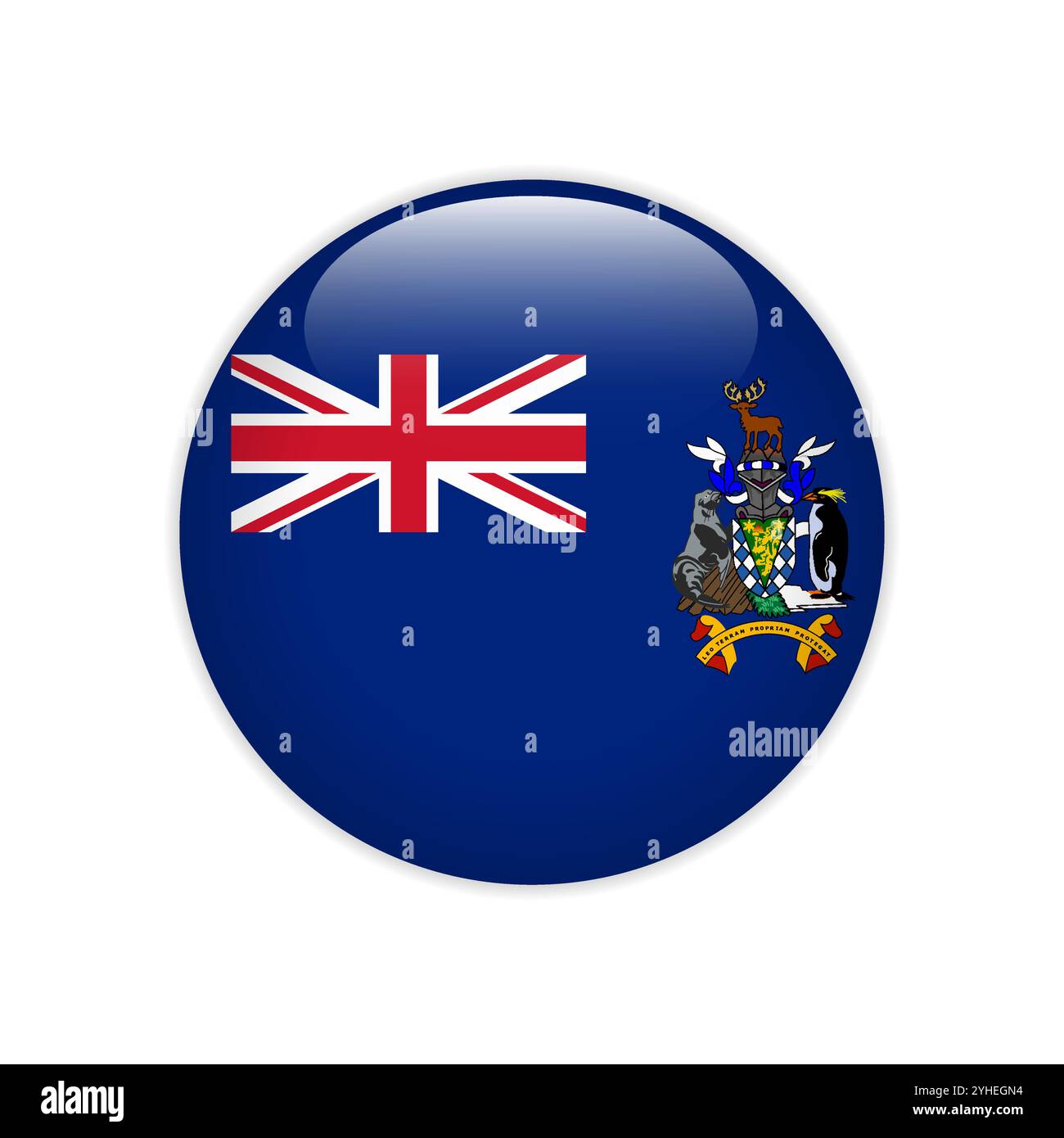 Flag of South Georgia and the South Sandwich Islands button Stock ...