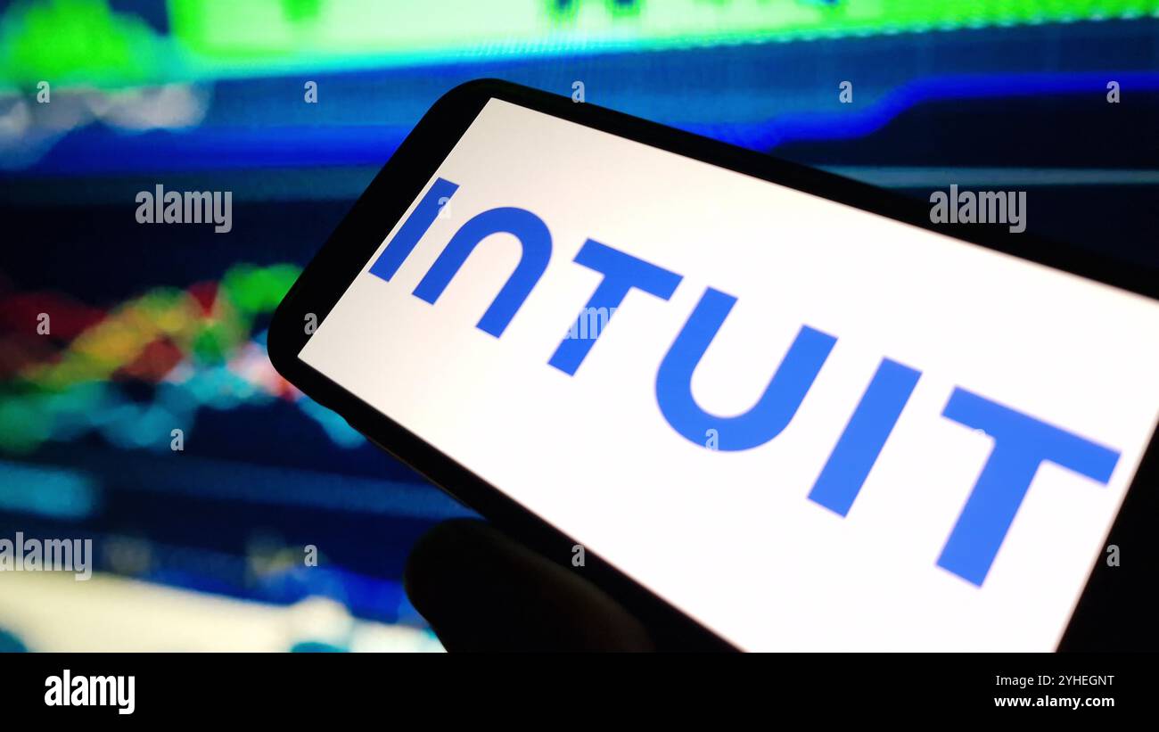 Konskie, Poland - November 10, 2024: Intuit company logo displayed on ...