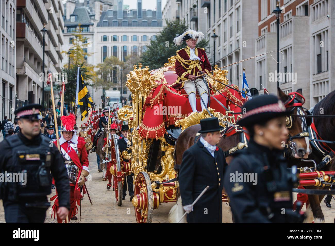 An ornate carriage carrying the 696th Lord Mayor of London, Alderman ...