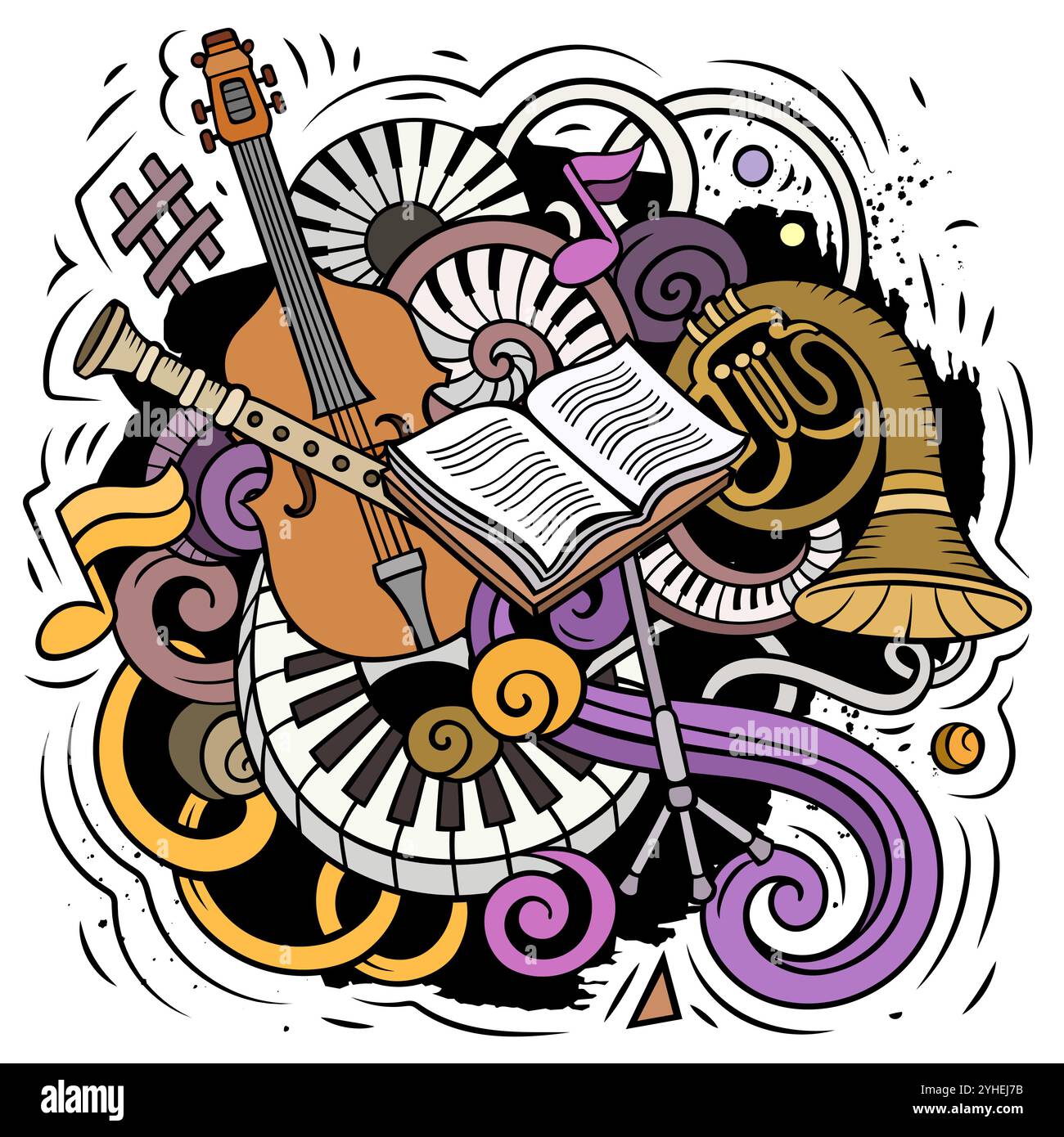 Cartoon vector doodles Classic music illustration Stock Vector Image ...