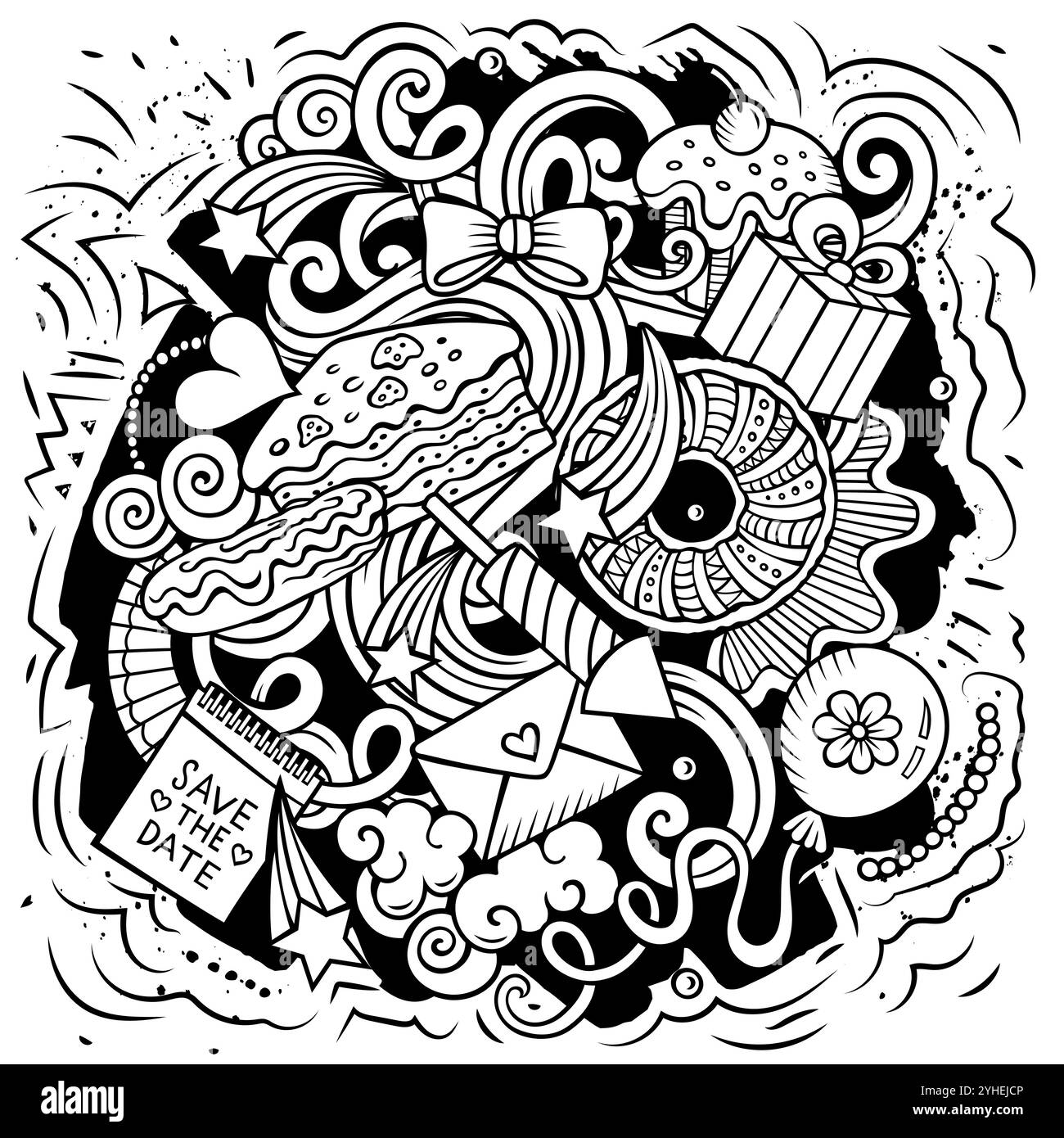 Happy Birthday vector doodles illustration Stock Vector Image & Art - Alamy