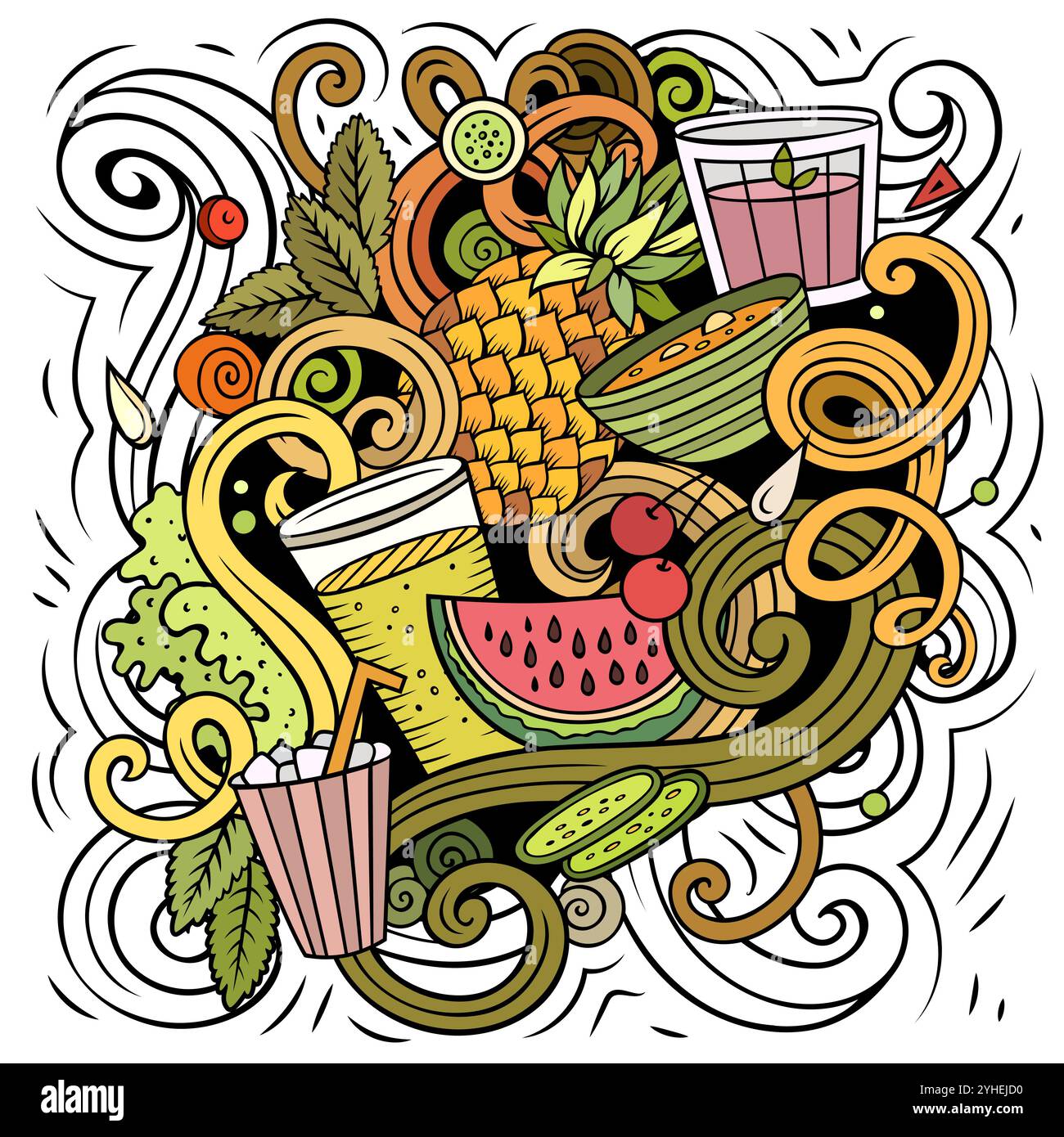 Cartoon vector doodles Diet food illustration Stock Vector Image & Art ...