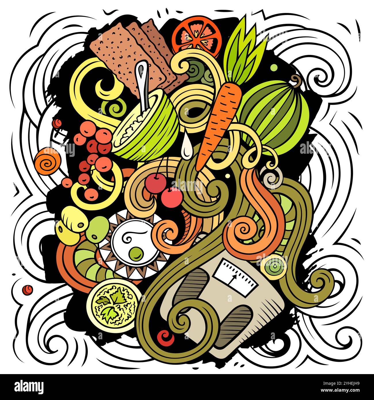 Cartoon vector doodles Diet food illustration Stock Vector Image & Art ...