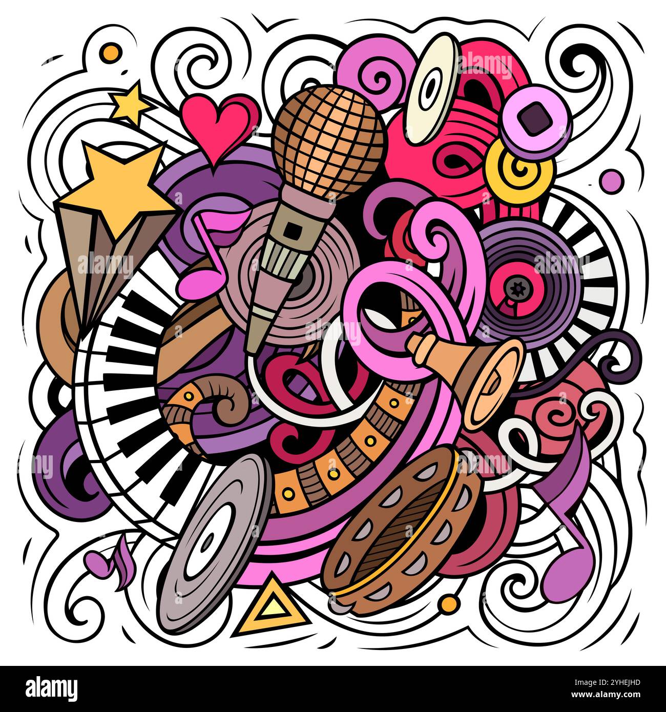 Music hand drawn vector doodles illustration. Musical poster design ...