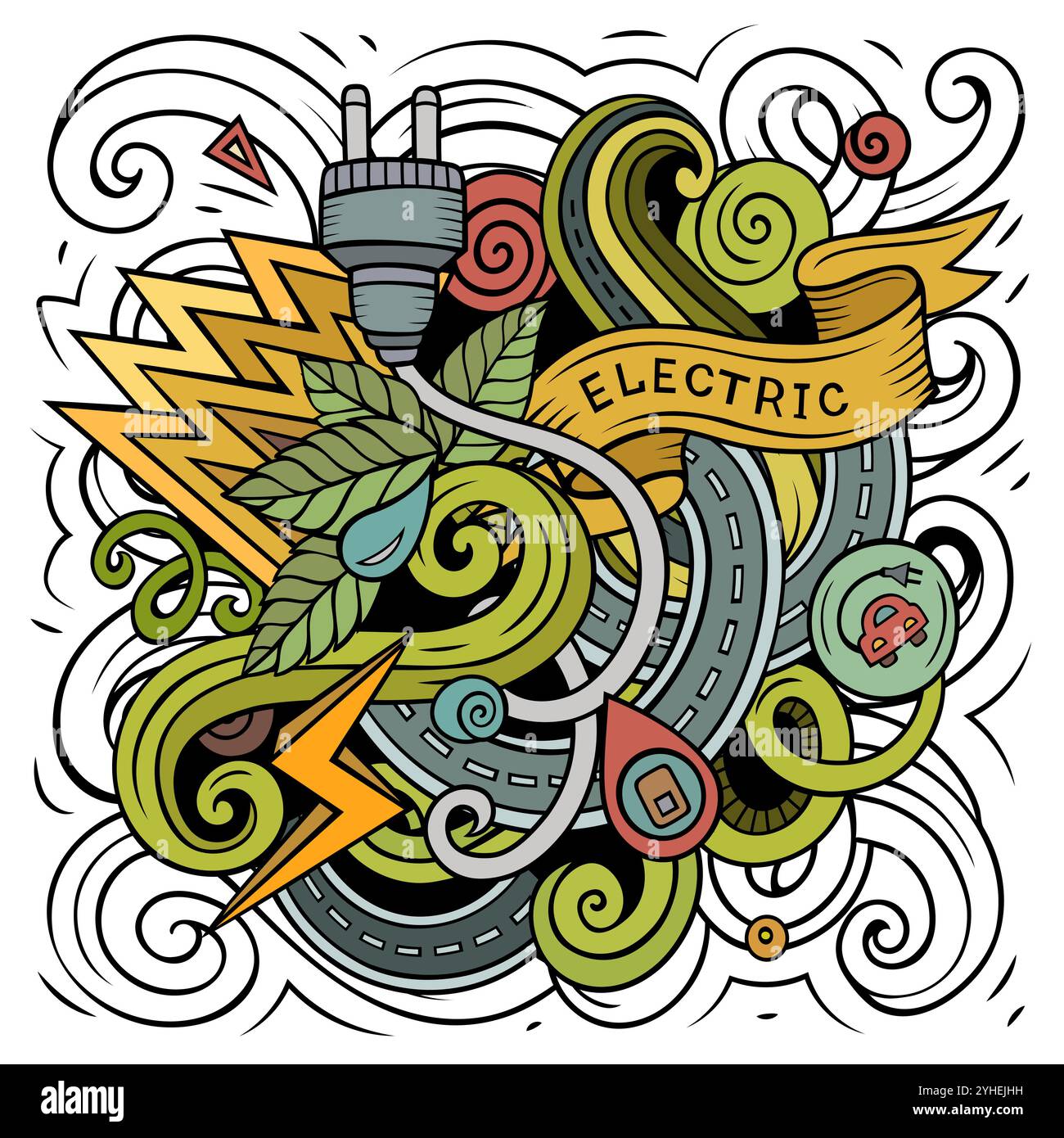 Electric Cars cartoon vector doodle design Stock Vector Image & Art - Alamy