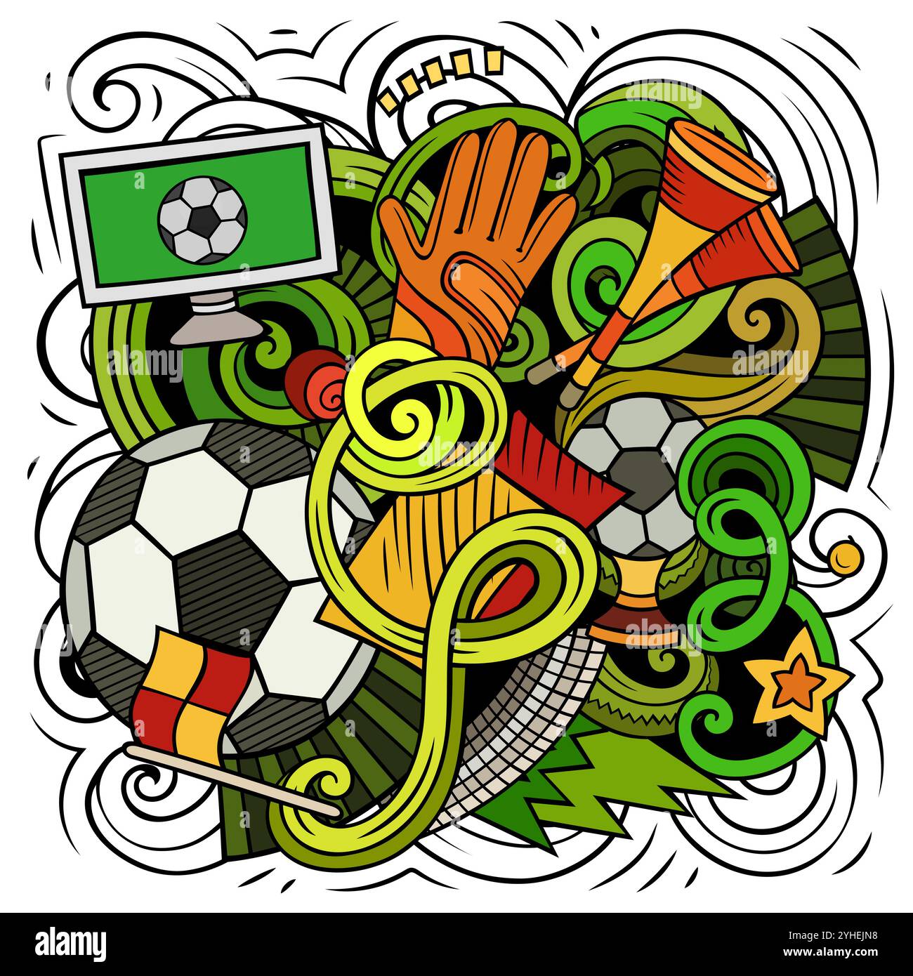 Cartoon vector doodles Football illustration Stock Vector Image & Art ...