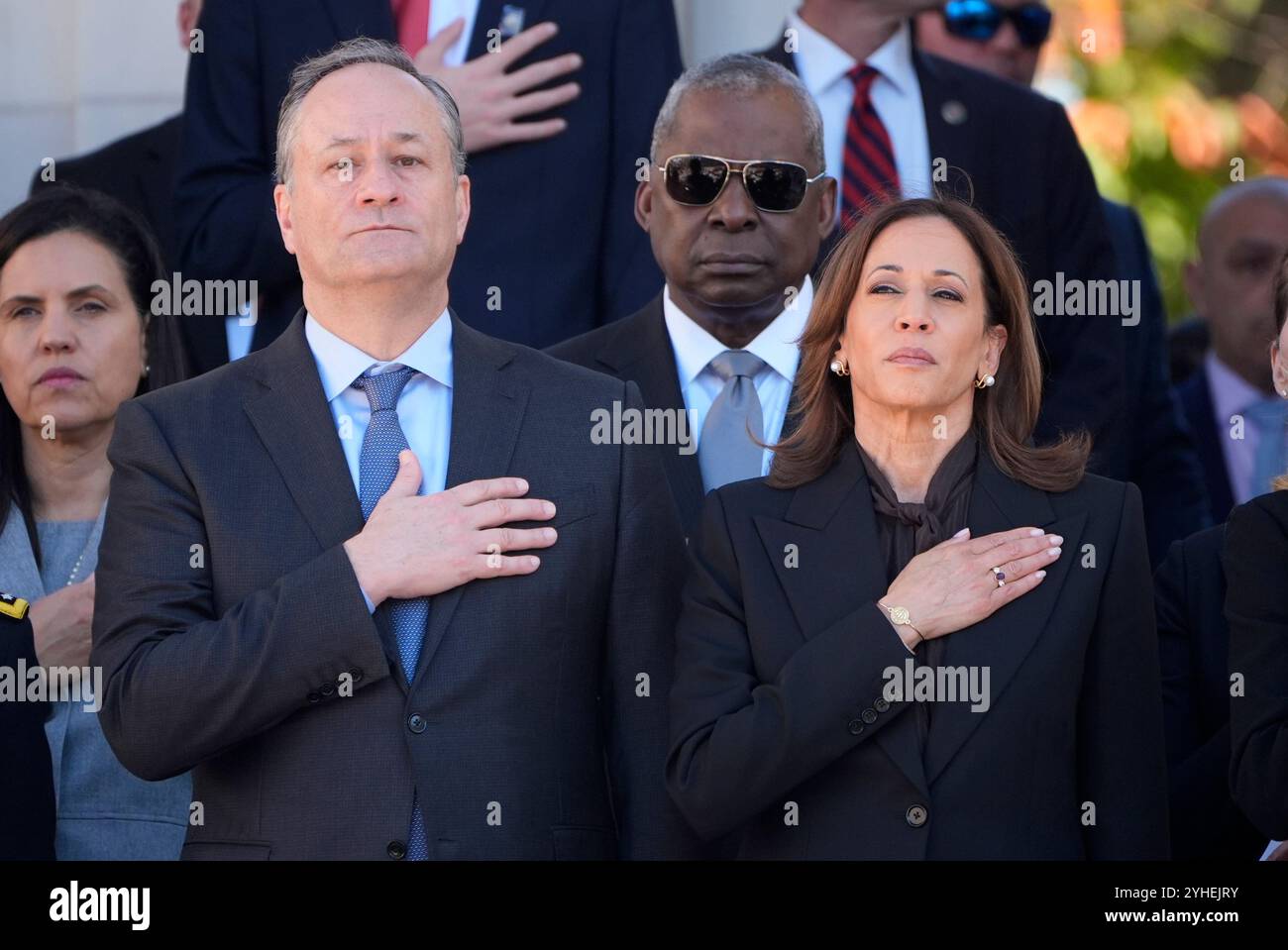 Second gentleman Doug Emhoff, left, Vice President Kamala Harris, right ...