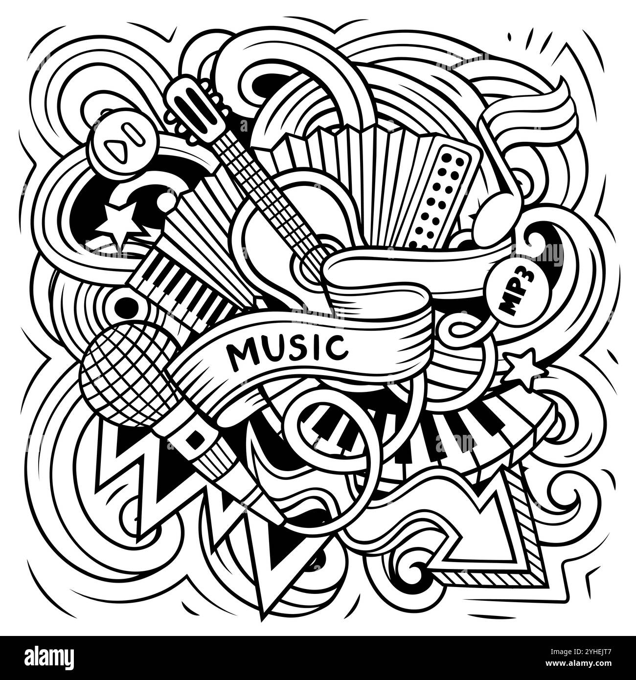 Music hand drawn vector doodles illustration Stock Vector Image & Art ...