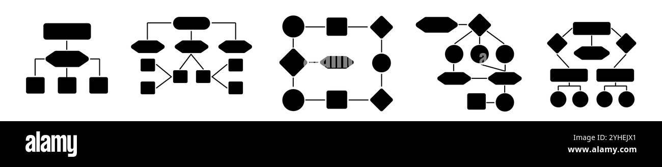 Flowchart infographic workflow organization hierarchy structure Black ...