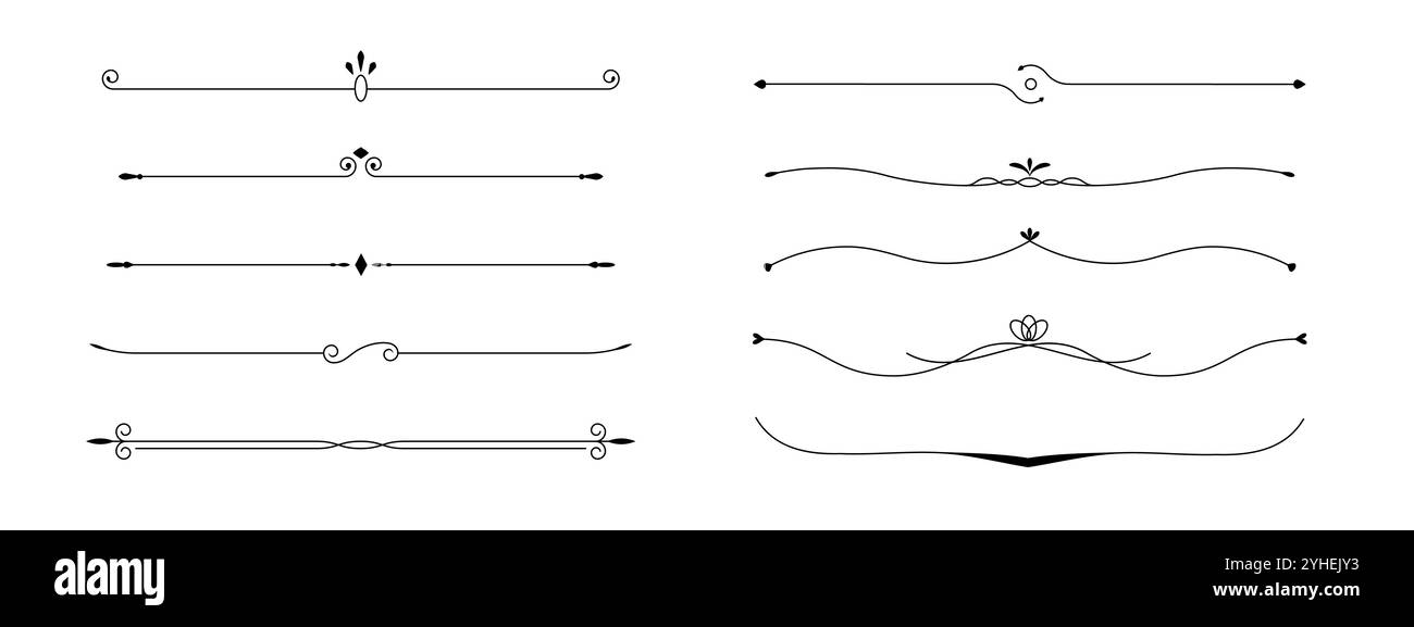 Vintage line border with curls for elegant decoration and frames Stock ...