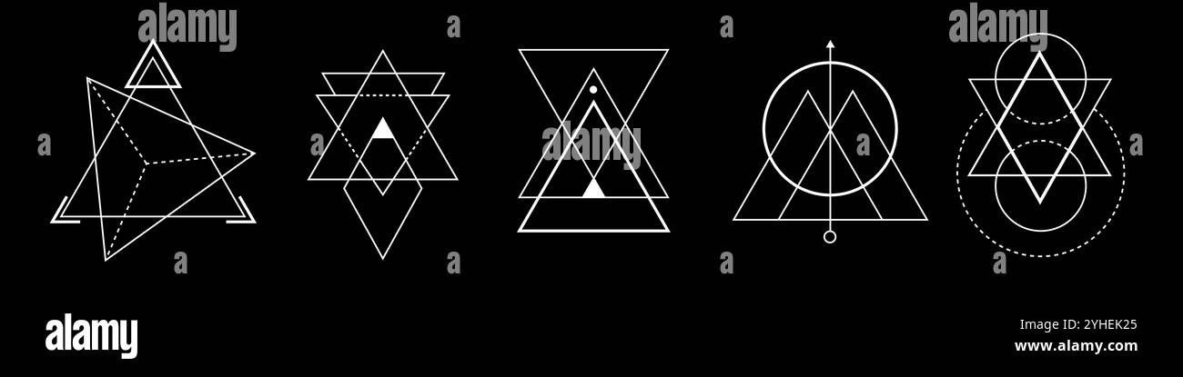 White triangle with sacred and mystical symbols Stock Vector Image ...