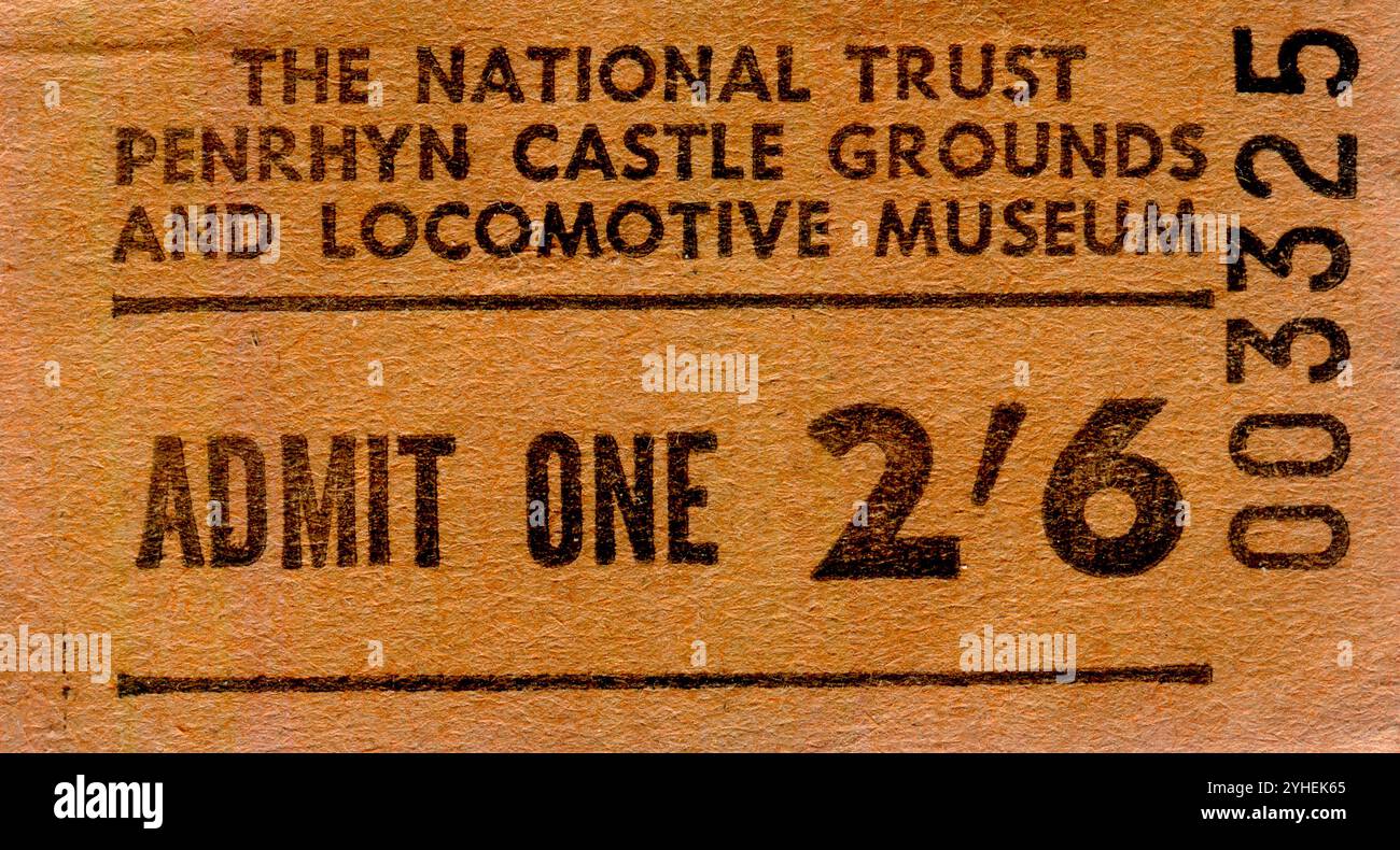 Admission ticket for Penrhyn Castle Grounds and Locomotive Museum Stock ...