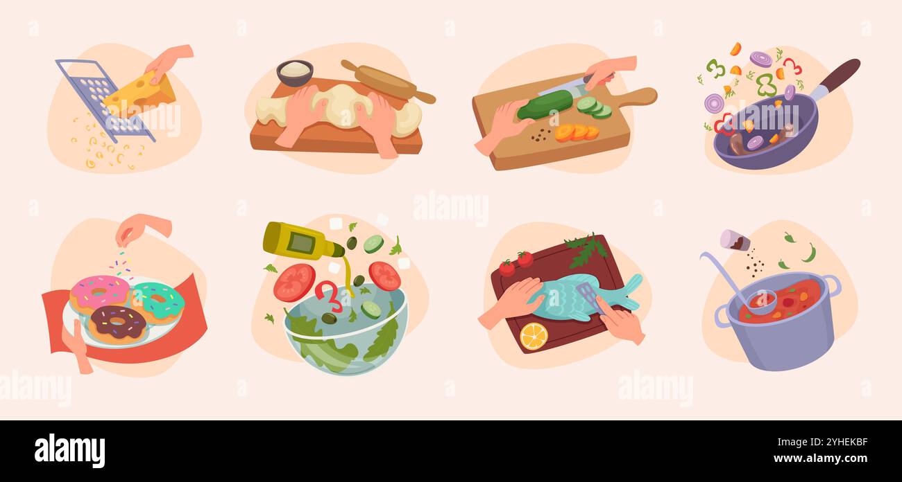 Cooking. Products pictures for preparing healthy food exact vector ...