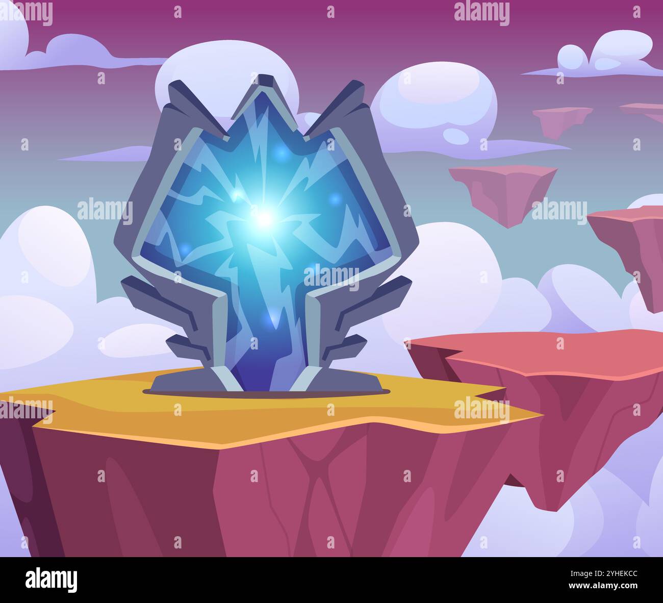 fantasy portal. fairy tale game glowing effects door with scary outdoor ...